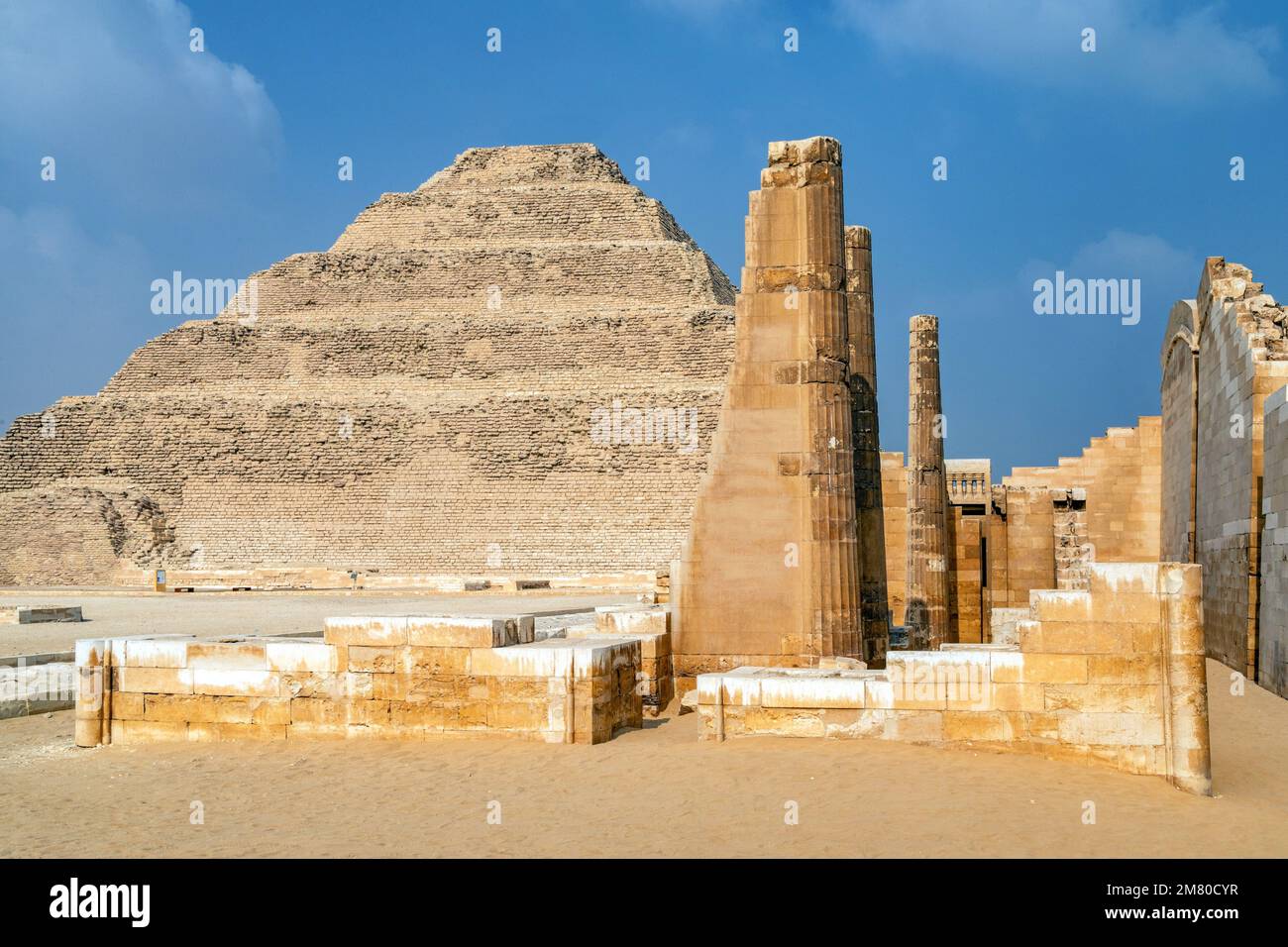 RUINS OF THE TEMPLE AND THE STEP PYRAMID OF DJOSER, THE OLDEST EDIFICE ...