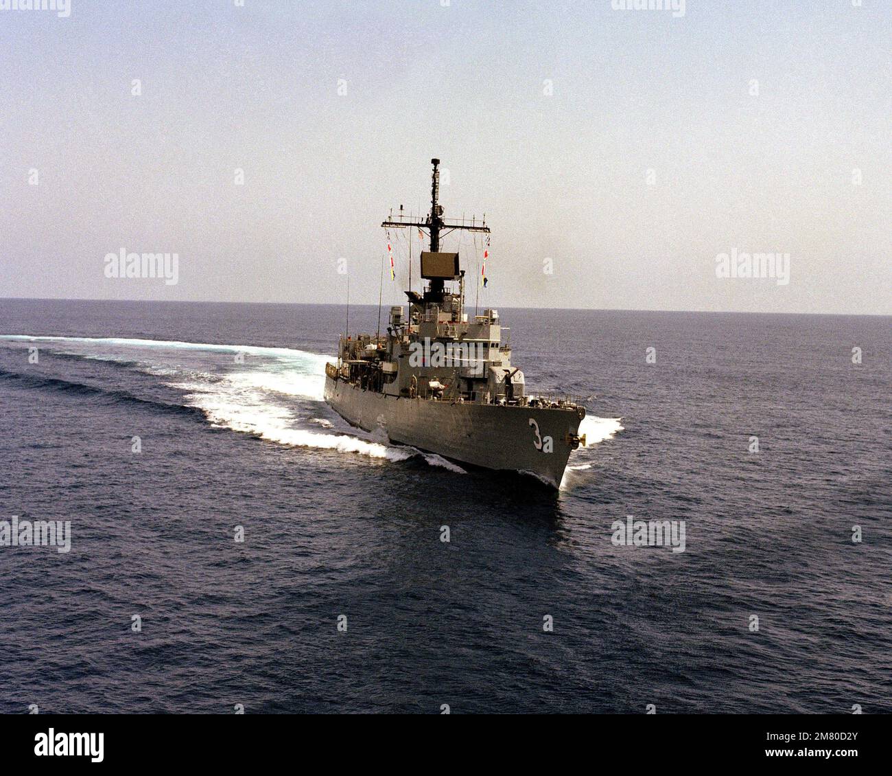 A starboard bow view of the guided missile frigate USS SCHOFIELD (FFG 3 ...