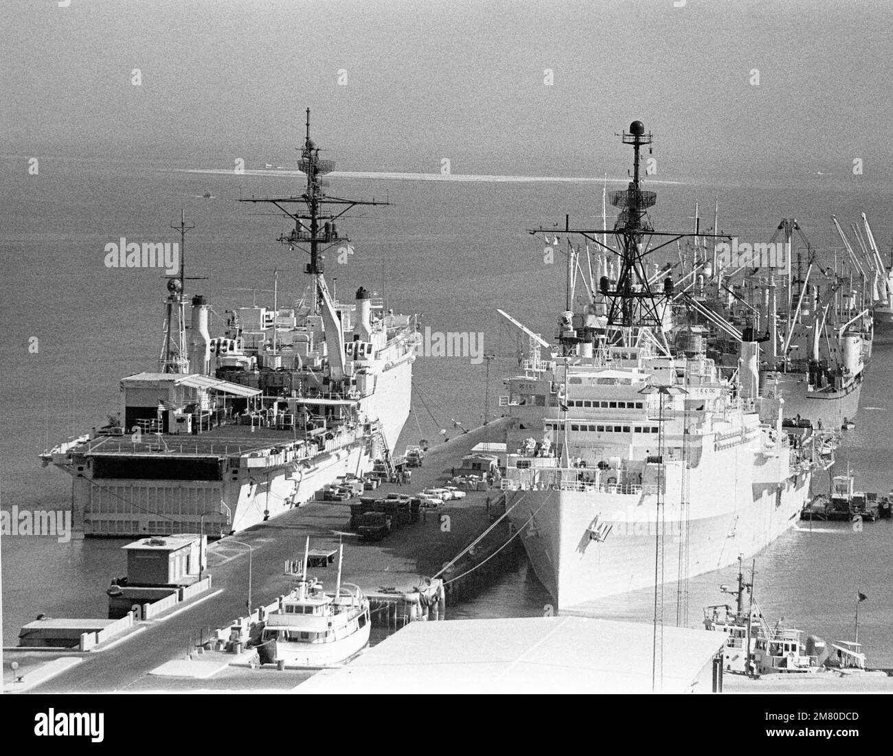 The miscellaneous command ship USS LA SALLE (AGF 3), left, and the ...