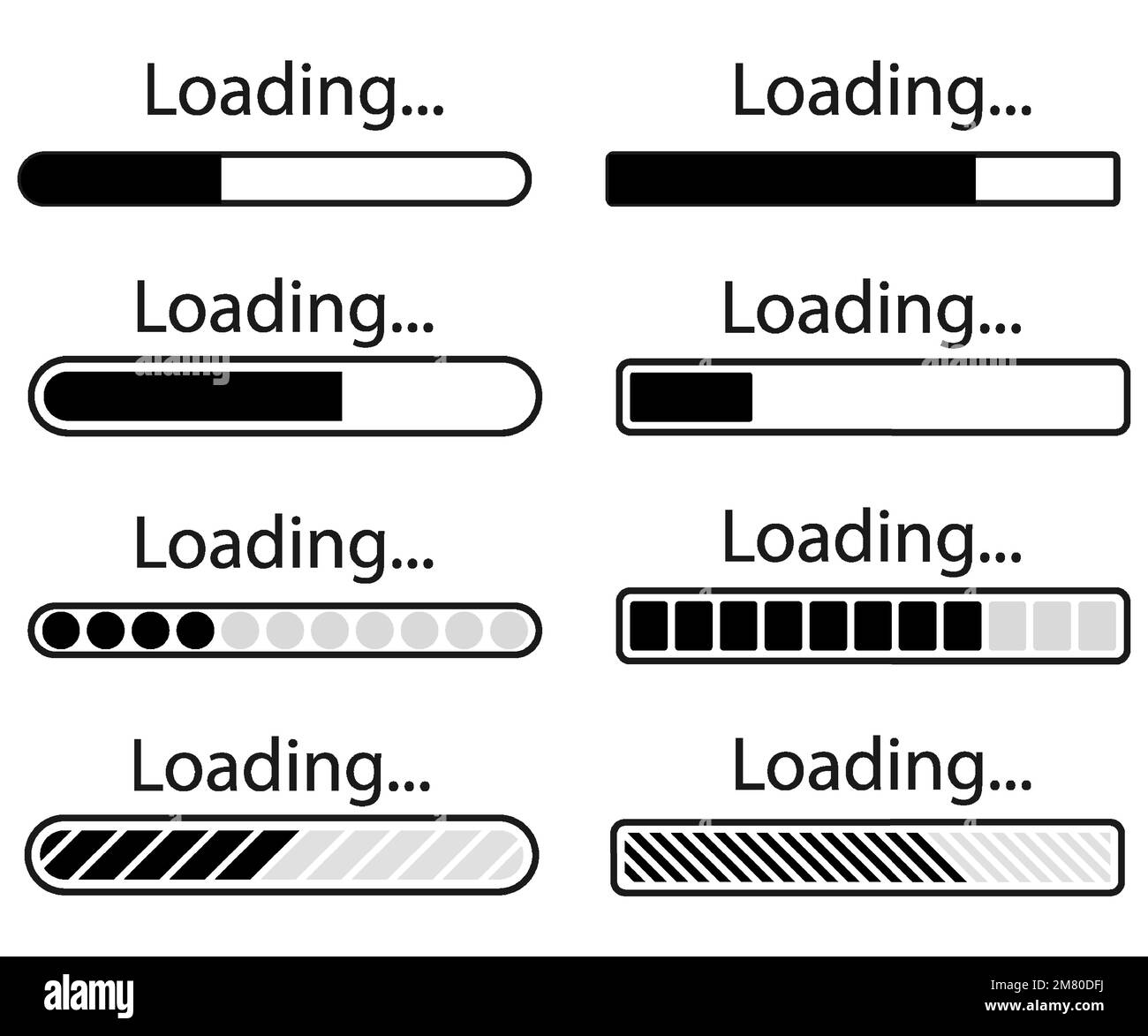 Set of loading icons, load indicator sign, waiting symbols. Vector illustration. Eps 10 Stock ...