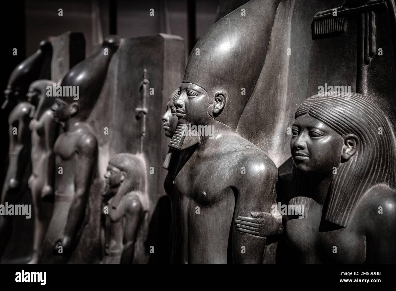 STATUARY FROM THE OLD EMPIRE, THE TRIAD OF PHARAOH MYKERINOS FLANKED BY ...