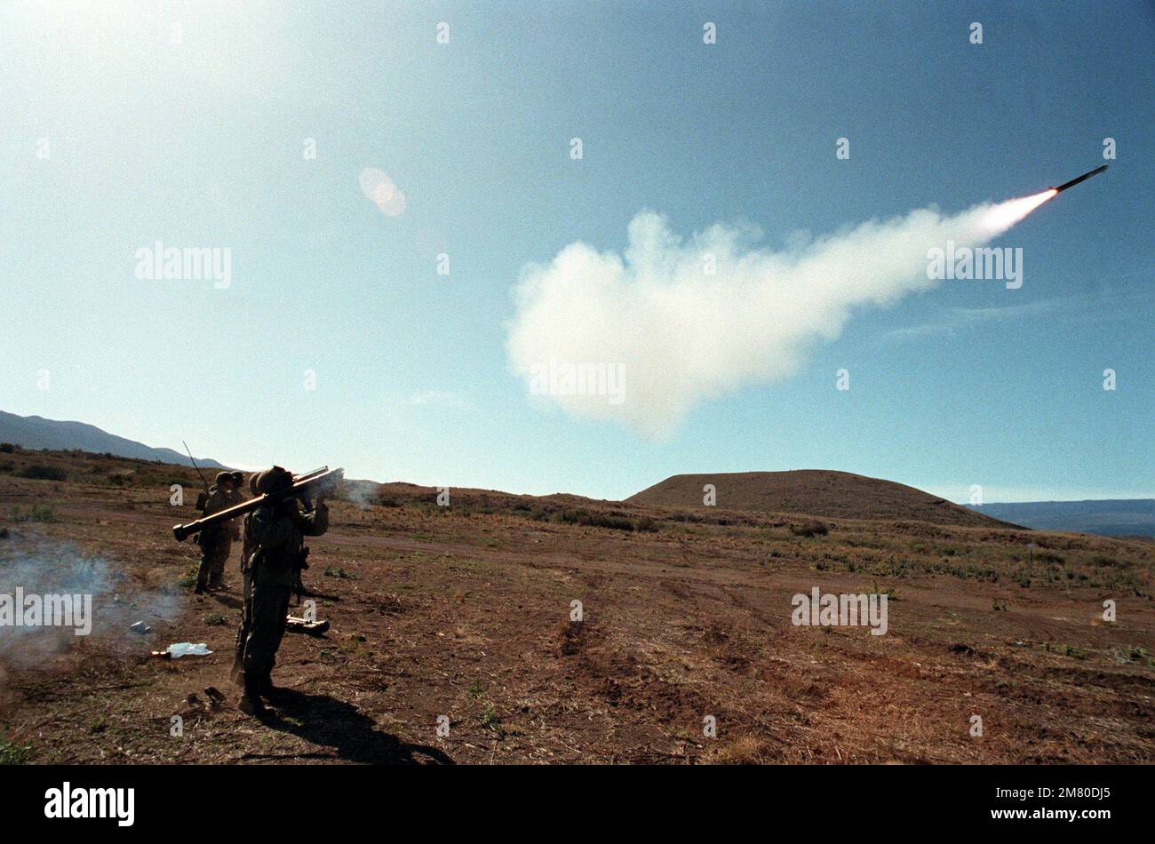 A Redeye anti-aircraft missile team from Battery A, 62nd Air Defense ...