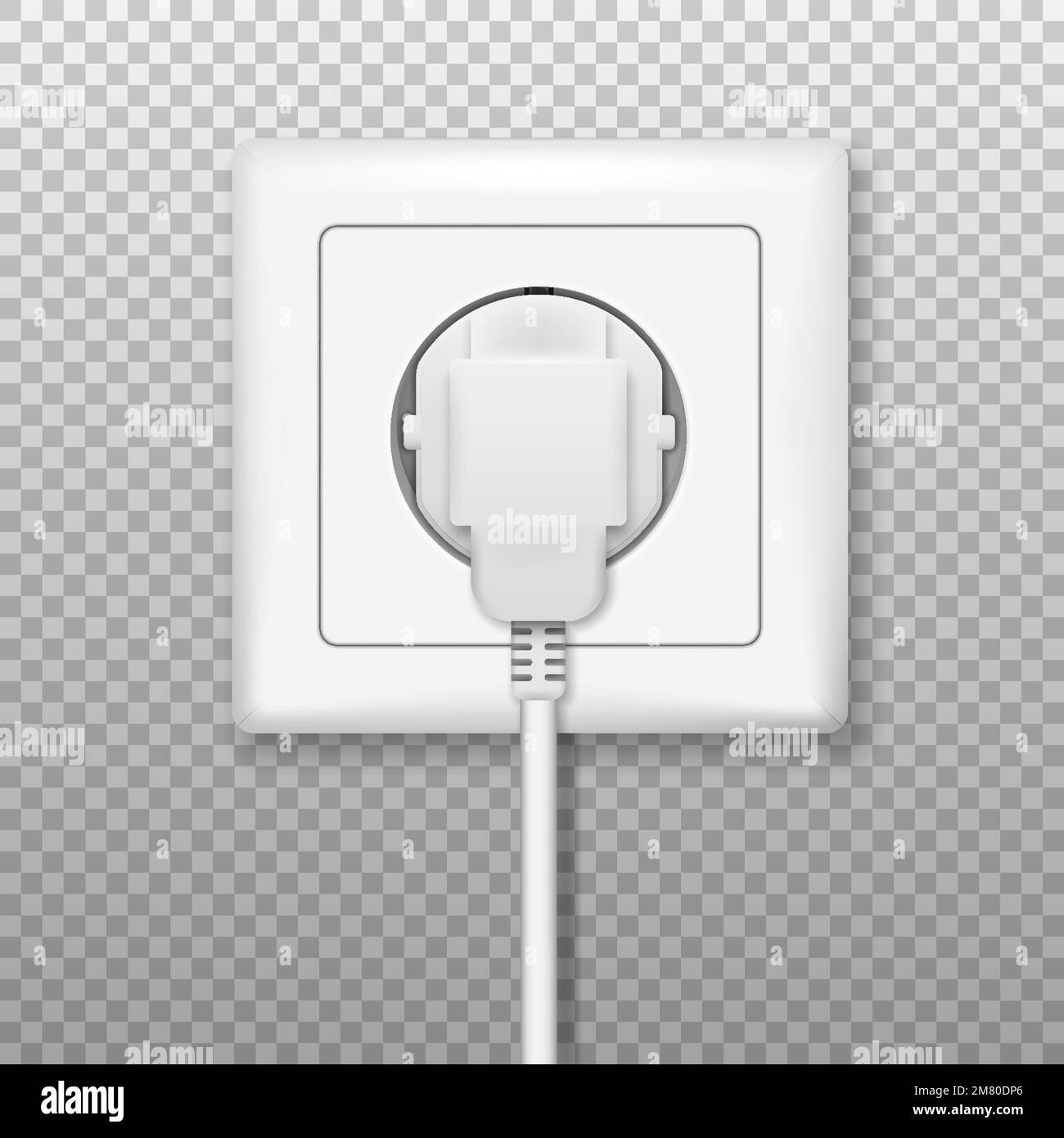 Realistic plug inserted in electrical outlet. Electric plugs and socket ...