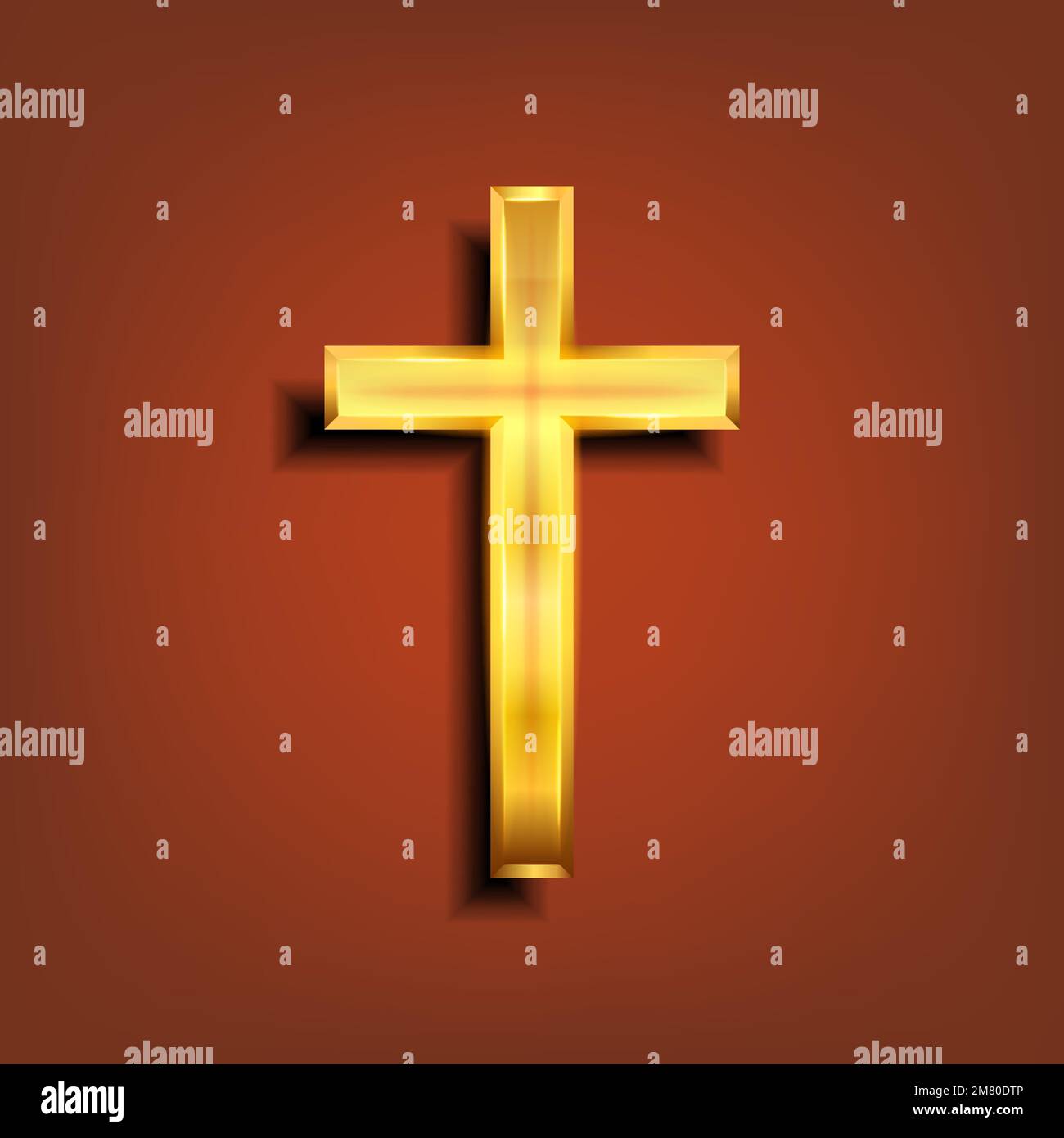 Golden Christian Cross Realistic Cross Isolated On Background Vector Illustration Eps 10