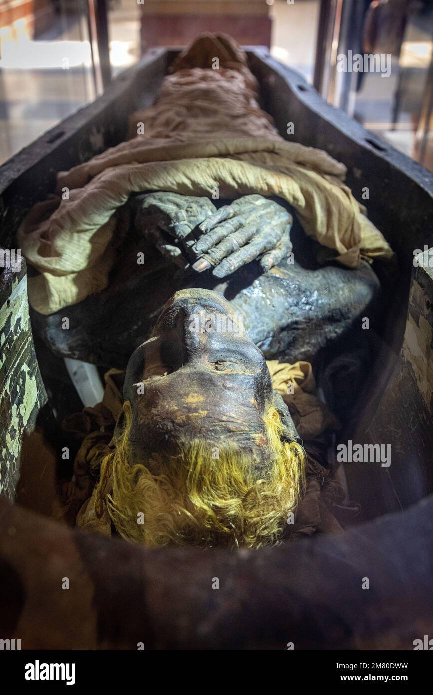 MUMMY OF THUYA IN HER SARCOPHAGUS (18TH DYNASTY), EGYPTIAN MUSEUM OF ...