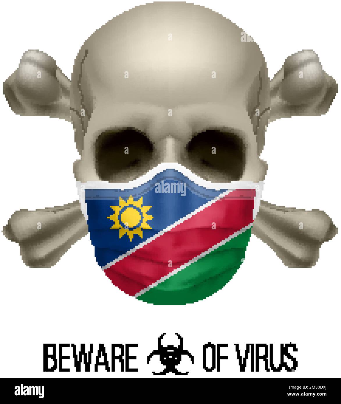 Human Skull with Crossbones and Surgical Mask in the Color of National ...