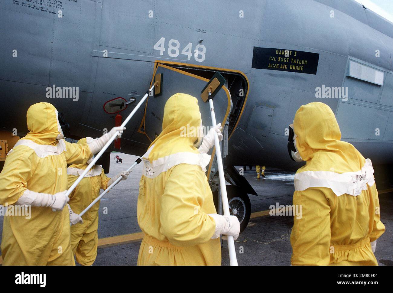 Members of the Disaster Response Force, wearing nuclear-biological ...