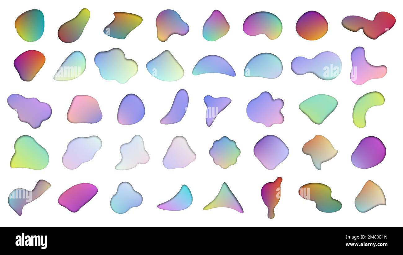 Set of liquid shapes elements. Abstract blotch shape. Gradient abstract ...