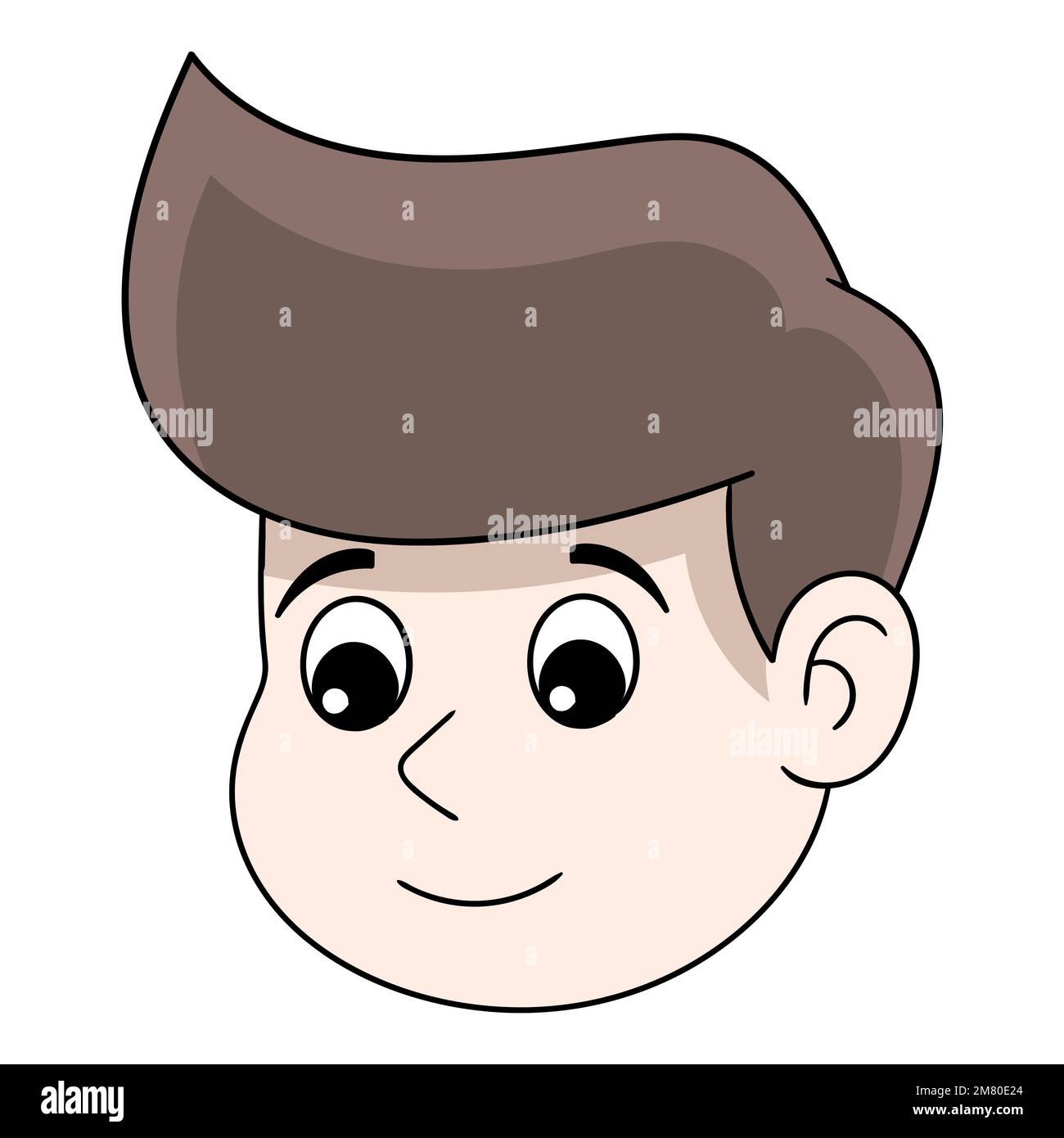 boy chubby head sticker emoticon smiling friendly. vector design ...