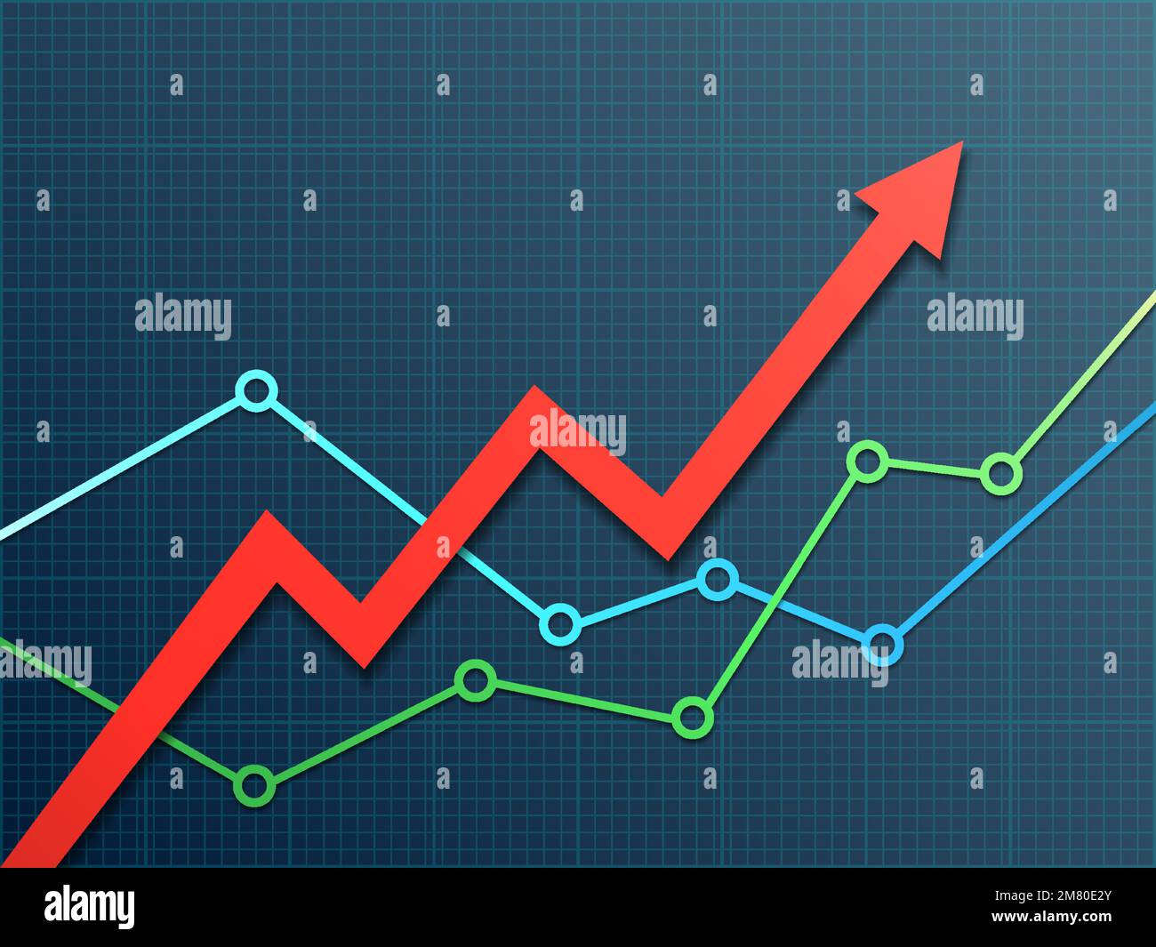 Abstract financial chart with red arrow. Stock arrow move up. Vector ...