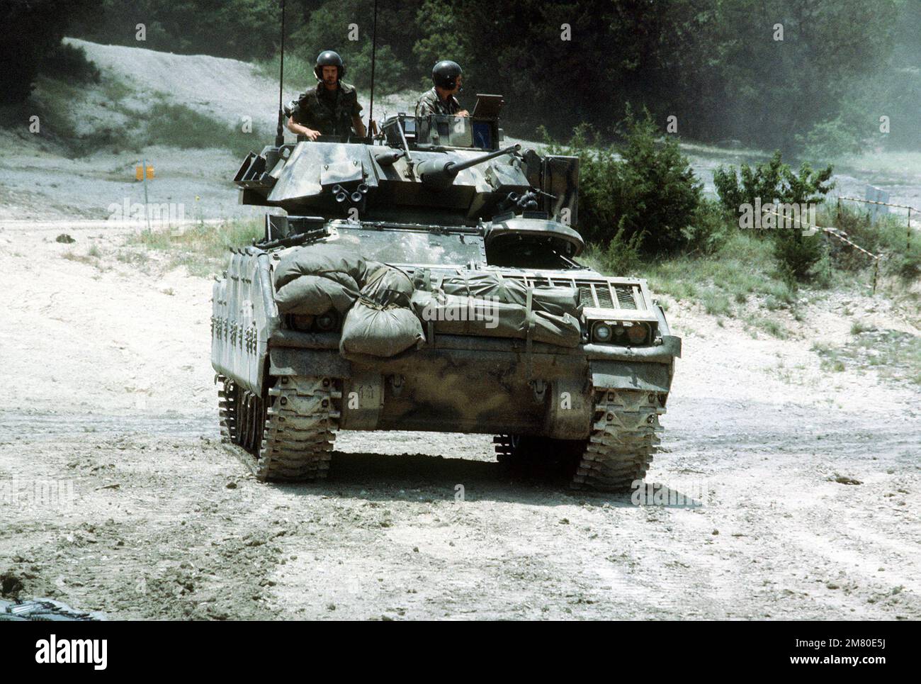 A front view of an M-2 Bradley infantry fighting vehicle (IFV) of Co. A ...