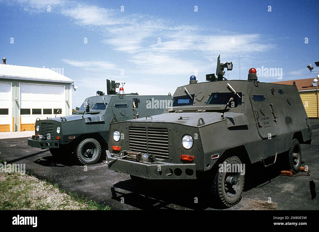 A left front view of two U.S. Air Force Peacekeeper Security Police ...