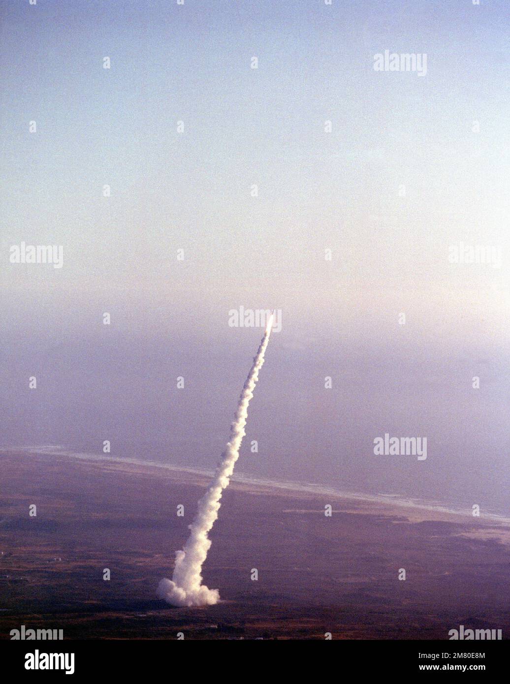 An air-to-air view of an MGM-118A Peacekeeper international ballistic ...