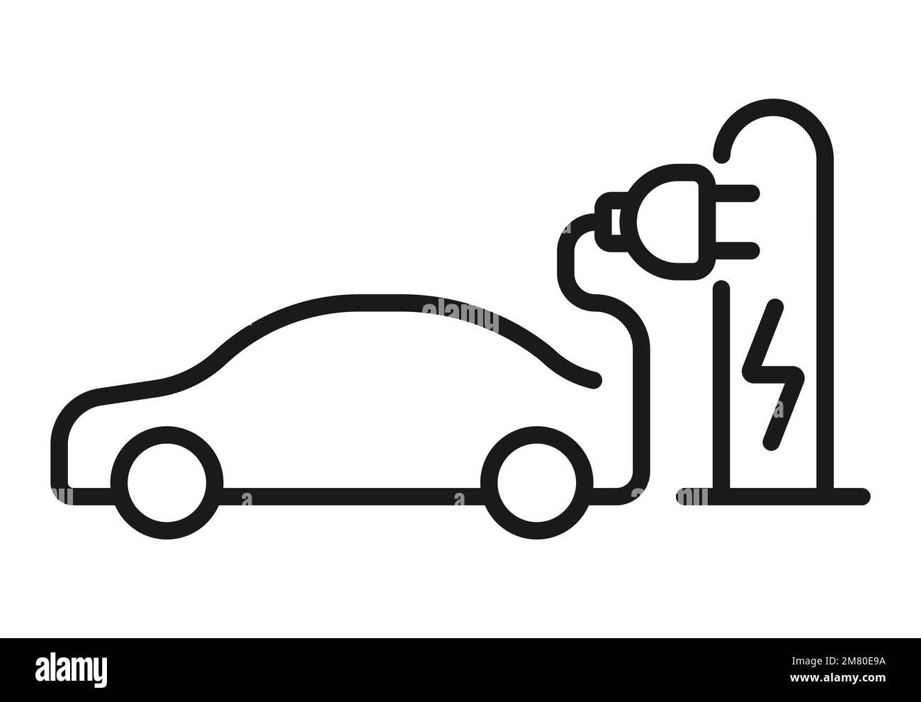 Electric car icon. Electrical cable plug charging symbol. Vector ...