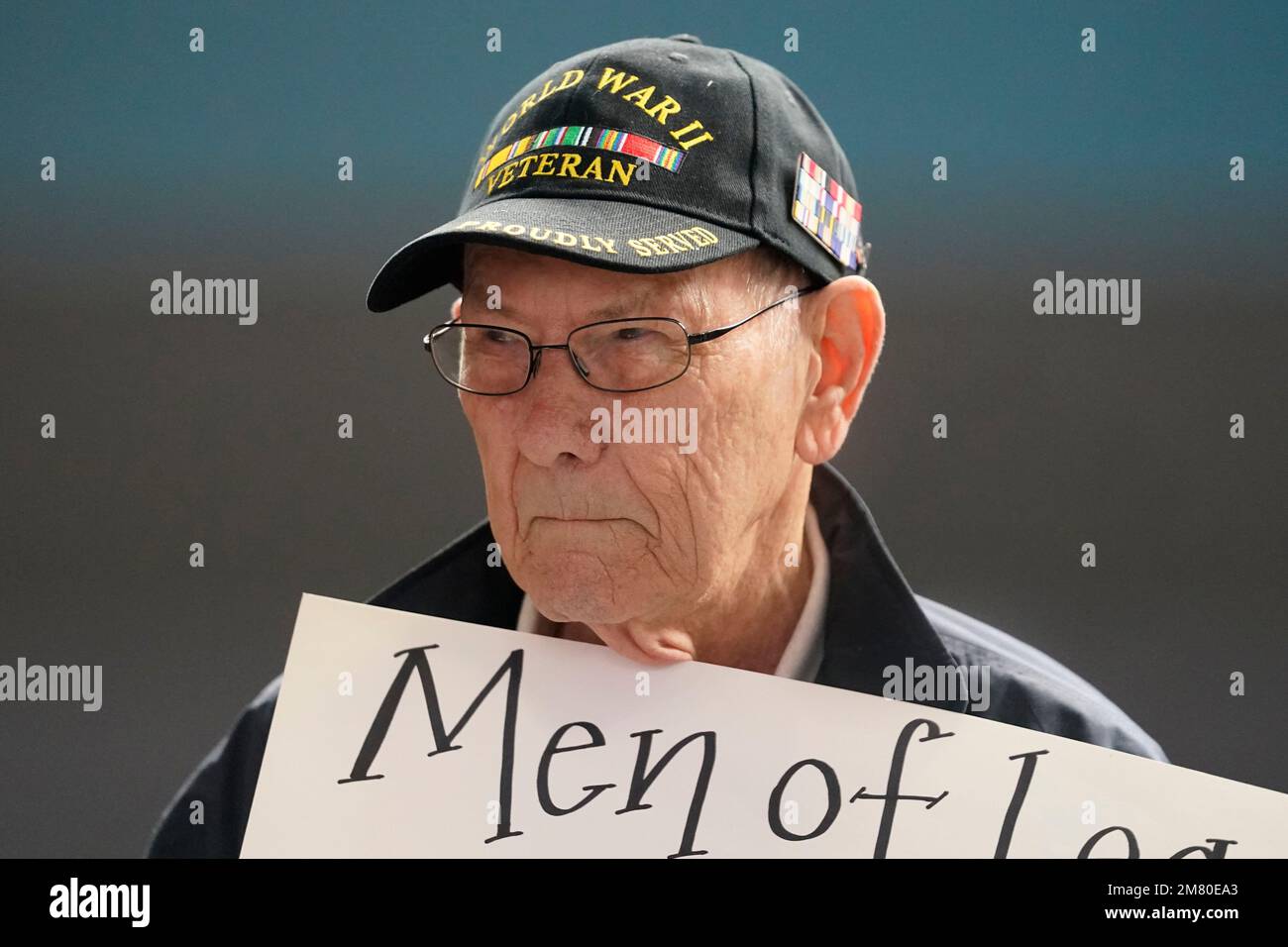 World War II veteran Bill Stewart, 93, participates in an event ...