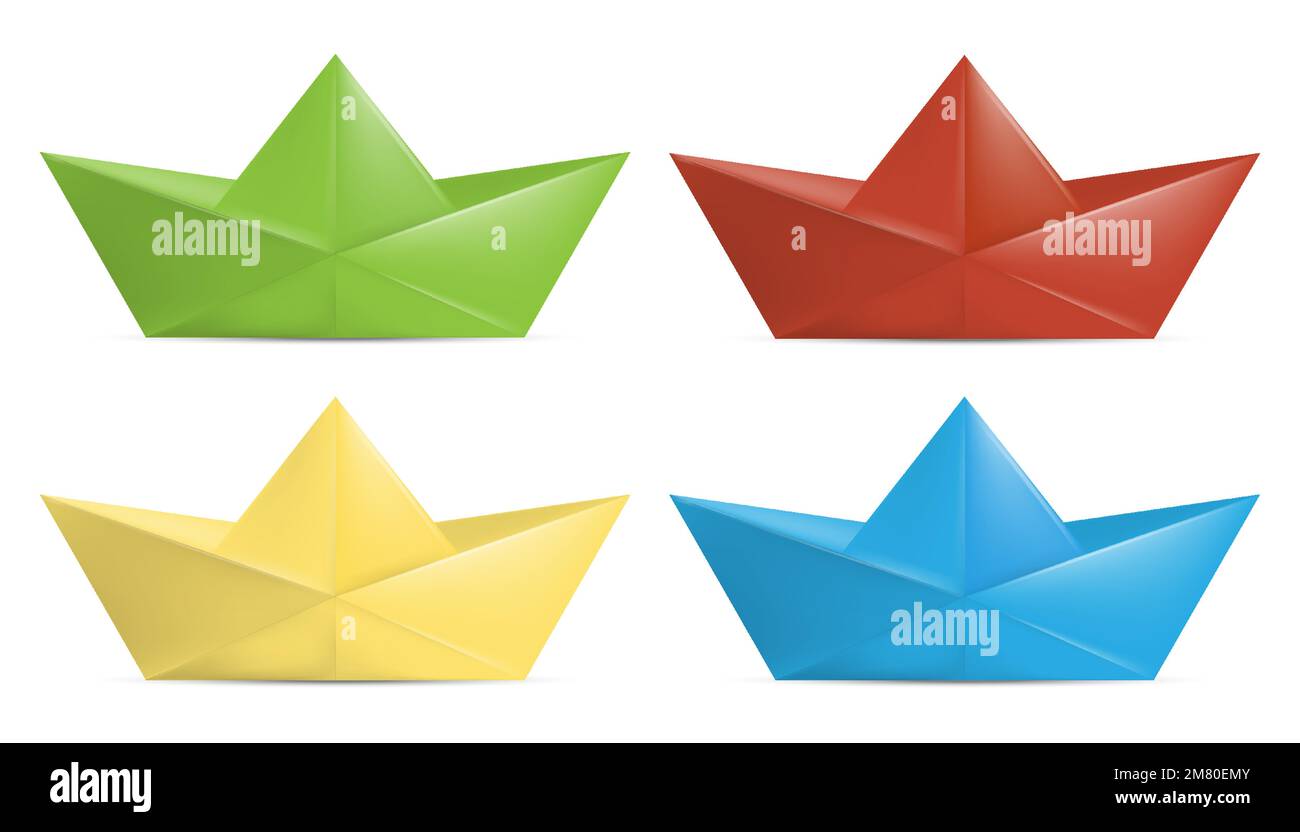 Set of color folded paper boat. Vector illustration. Eps 10 Stock ...