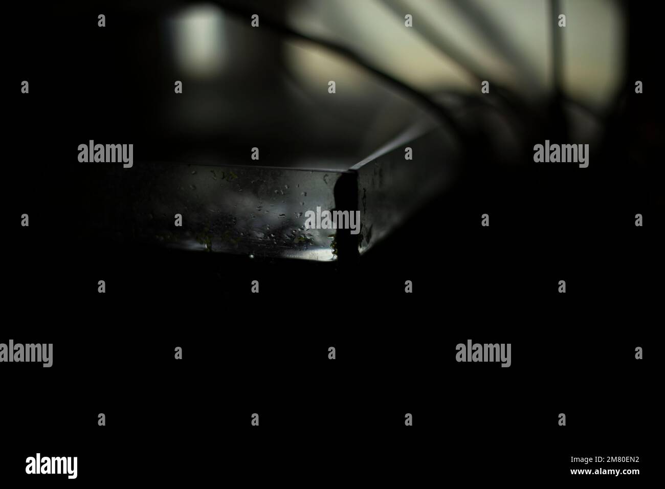 Old aquarium in house. Container with water for fish. Glass Aquarium ...