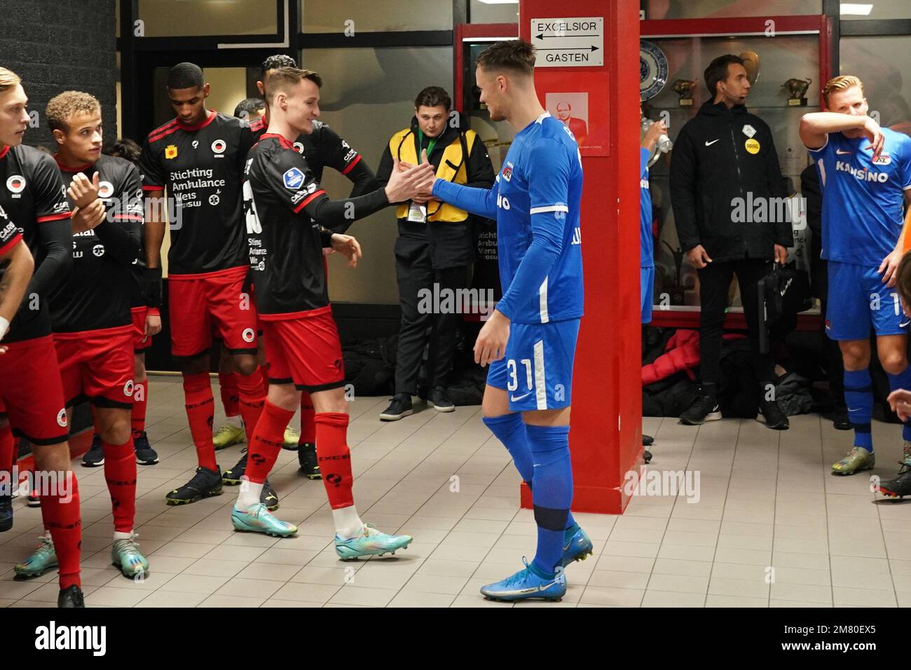 ROTTERDAM - (lr) Peer Koopmeiners of sbv Excelsior, Sam Beukema of AZ ...