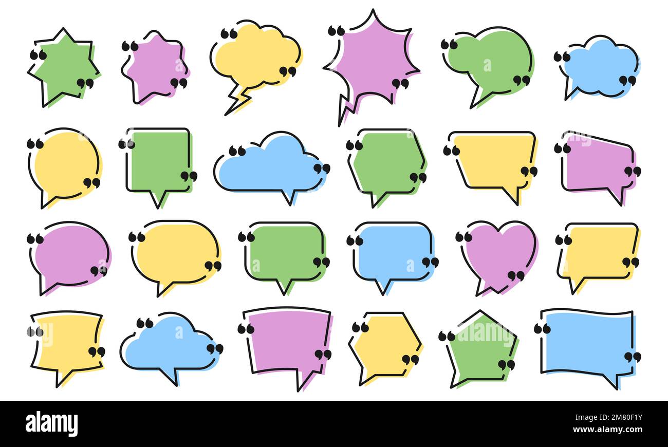 Quote box frames set. Bubble quotation, comment, message borders ...