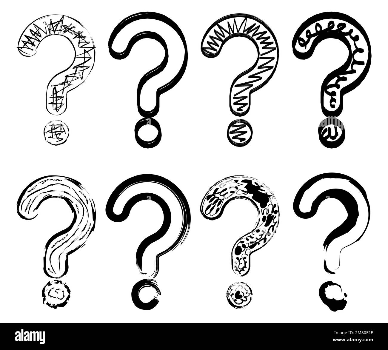 Hand drawn doodle questions marks set. Vector illustration. Eps 10 ...