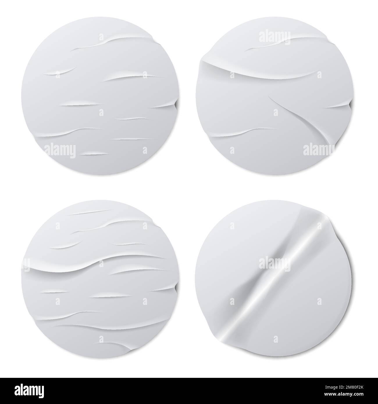 Set of Round crumpled sticker mock up. Vector illustration. Eps 10 ...