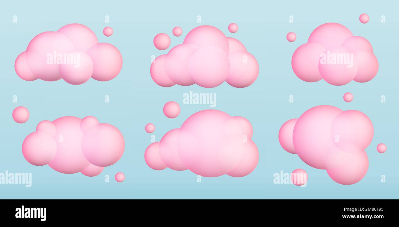 3d clouds set. Realistic clouds icons. 3d geometric shapes. Vector ...