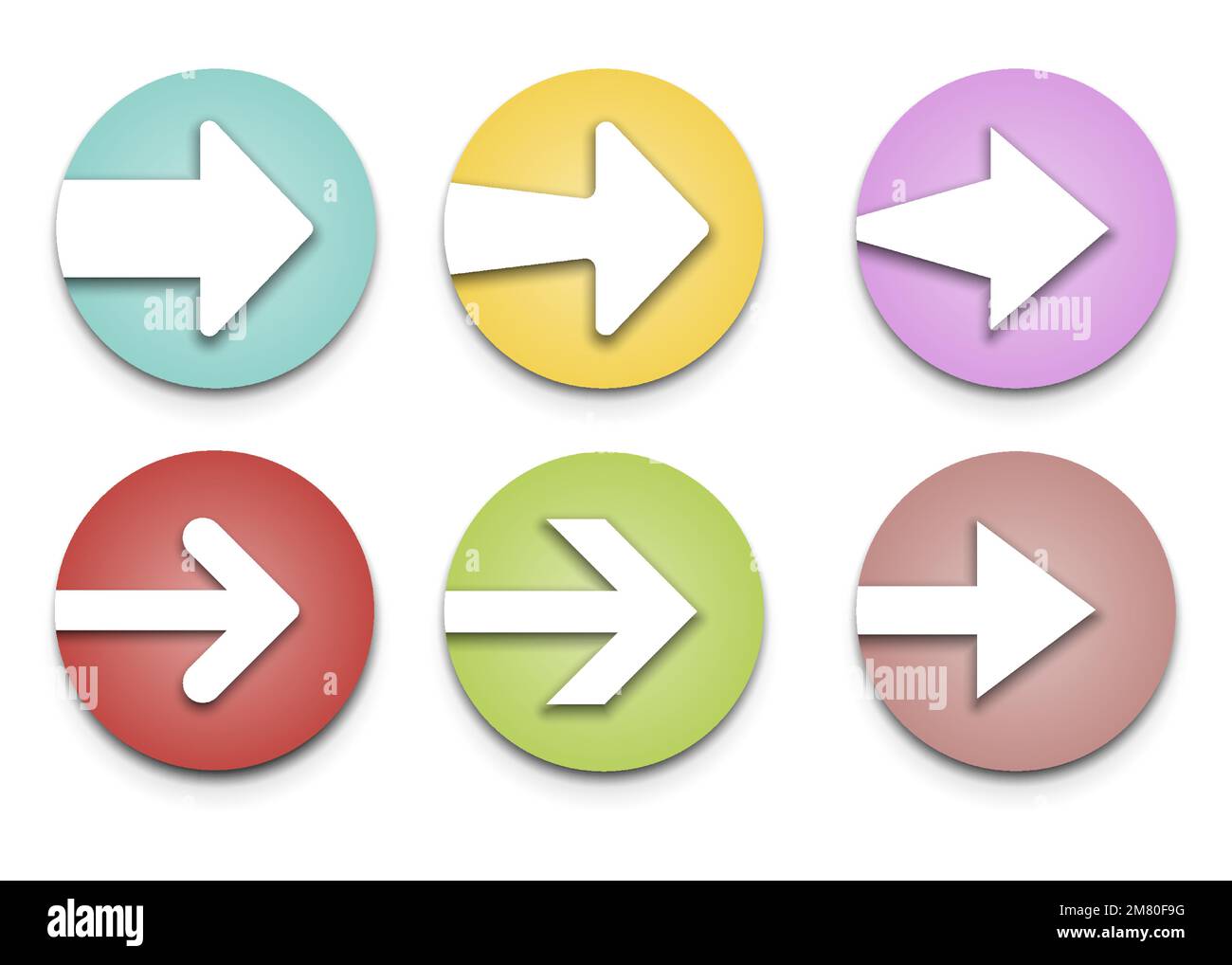 Arrow button icon set. Arrow icons on circle button. Vector ...