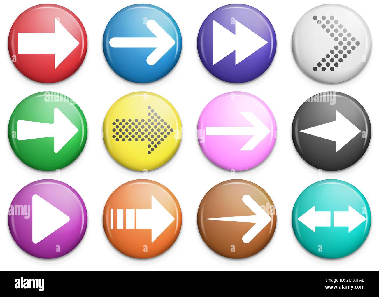 Arrow button icon set. Arrow icons on circle button. Vector ...