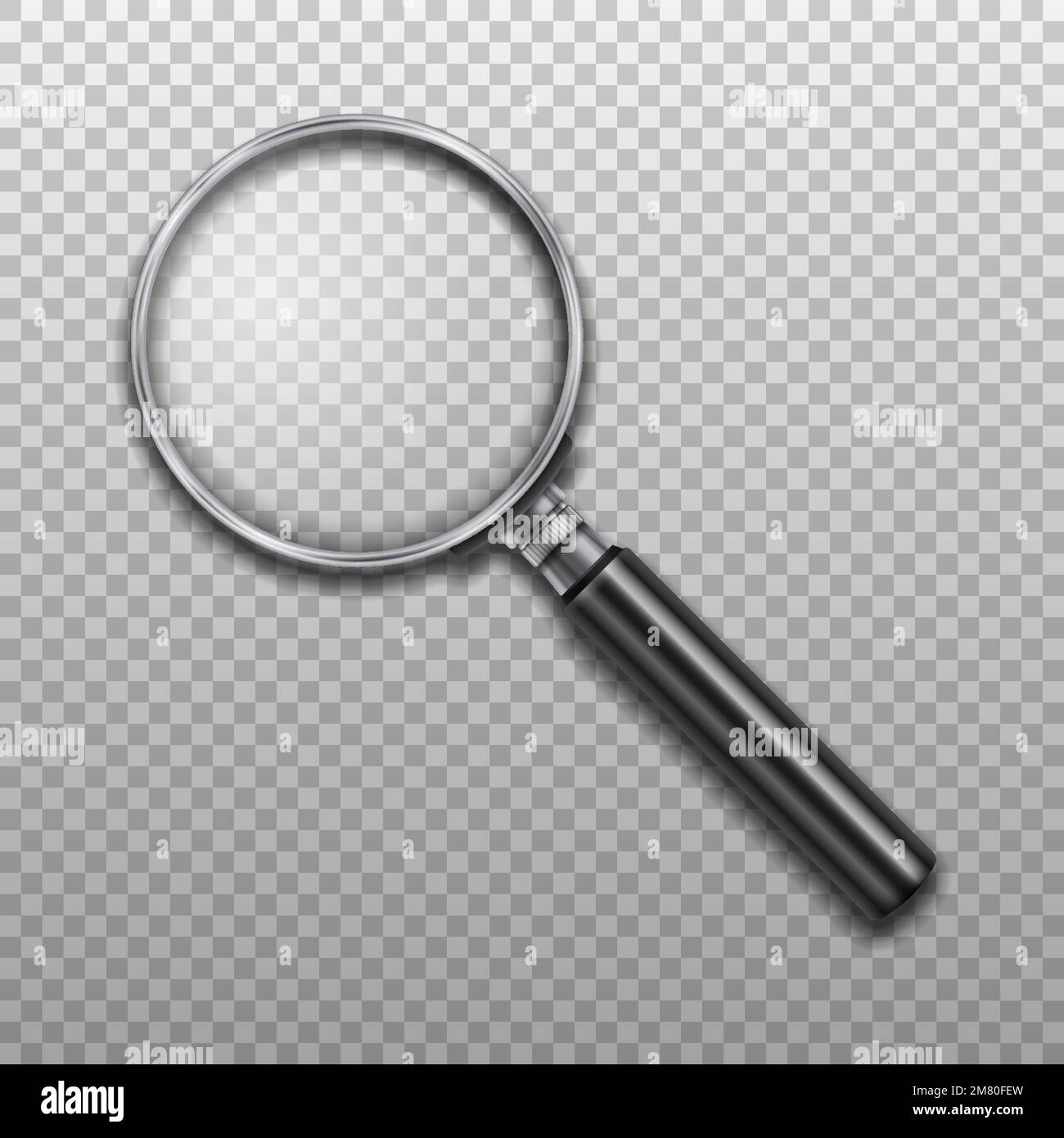 Realistic magnifying glass. Magnifying tool with shadow a transparent ...
