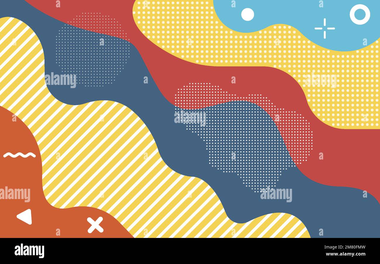 Creative children cartoon color splash background. Abstract pop art line and dots color pattern ...