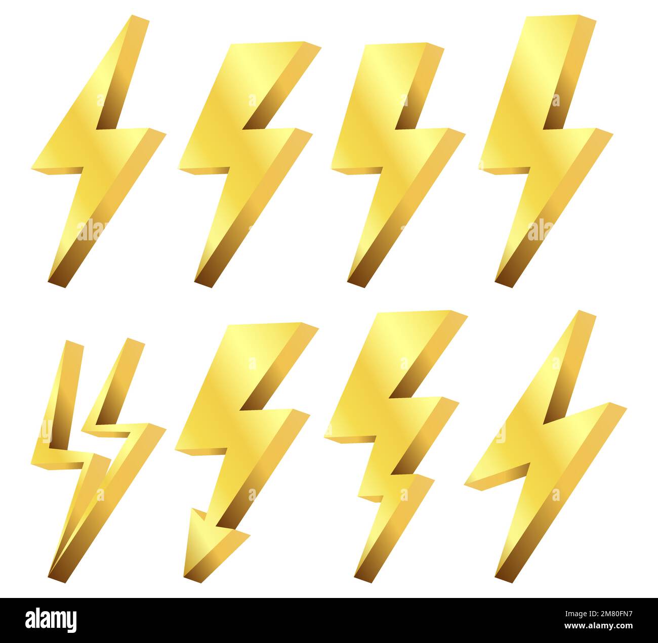 3D lightning bolts vector logo set. Power and electric symbols. Vector ...