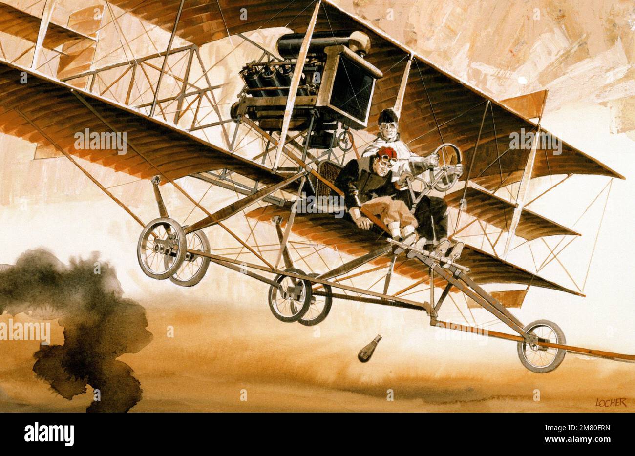 Artwork: "First Dropping of a Bomb from an Airplane" Artist: Richard ...