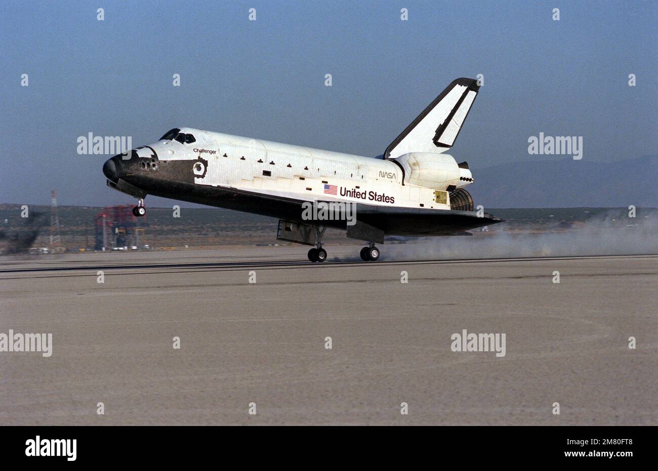 A left side view of the Space Transportation System 7 (STS-7) shuttle ...