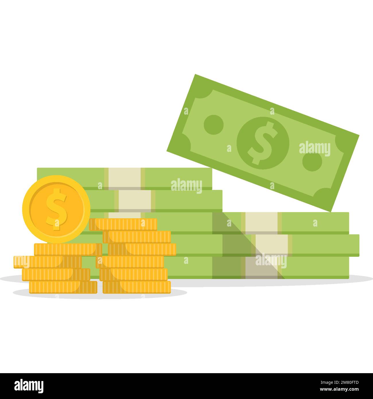 Concept of big money. Big pile of cash. Hundreds of dollars. Vector ...