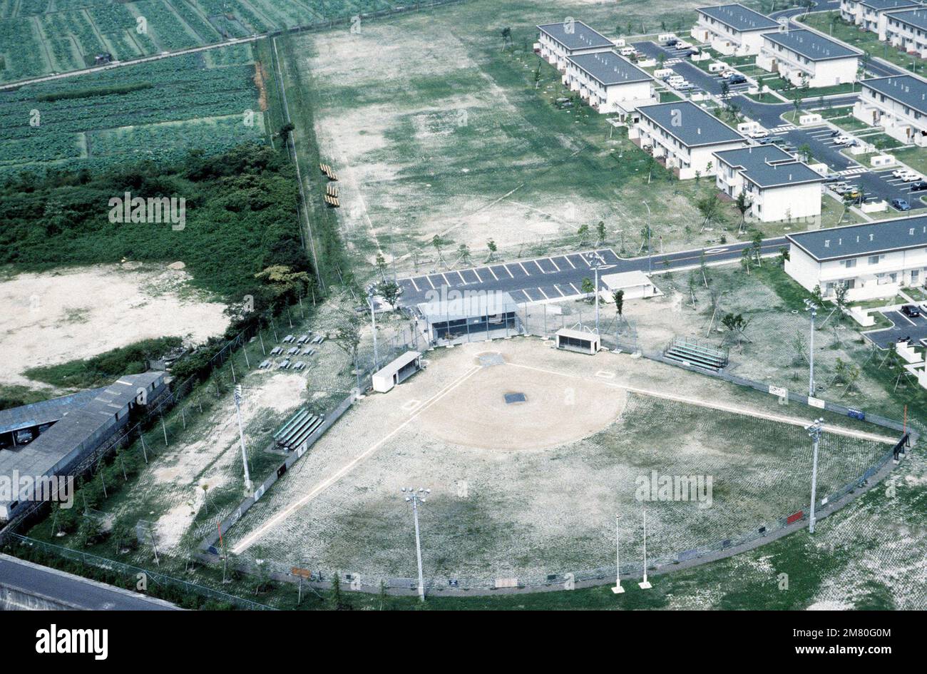 An aerial view of the recently completed concession stand behind home ...