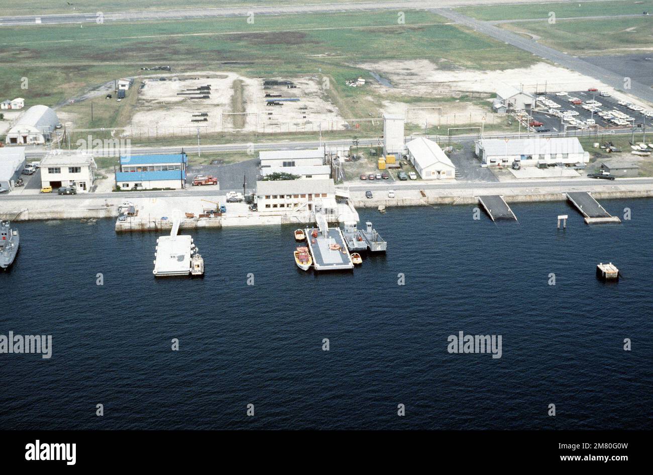 An aerial view of the boat house taken from the seaward side of the air ...