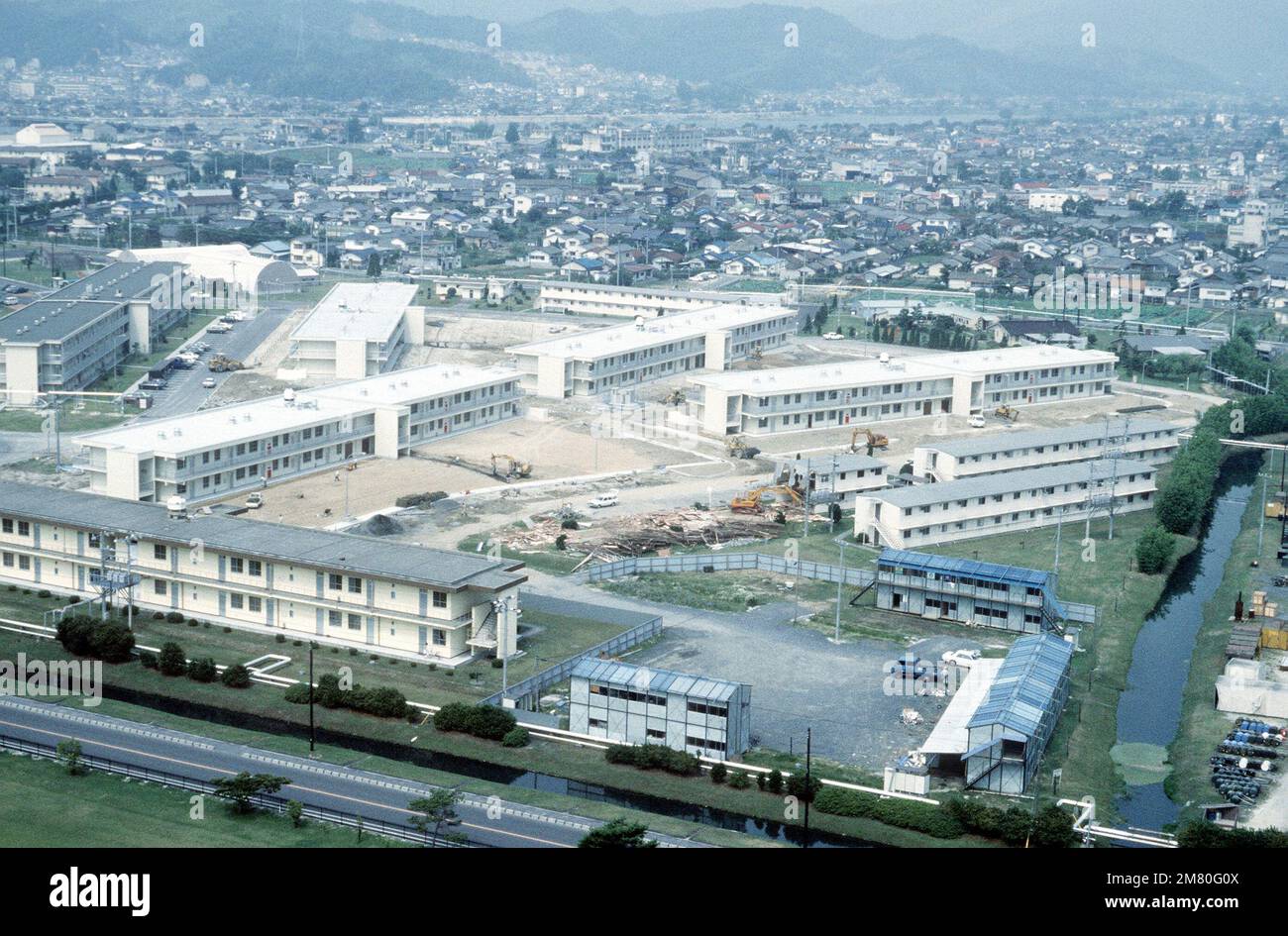 An aerial view, looking inland from the seawall, of the new bachelor ...
