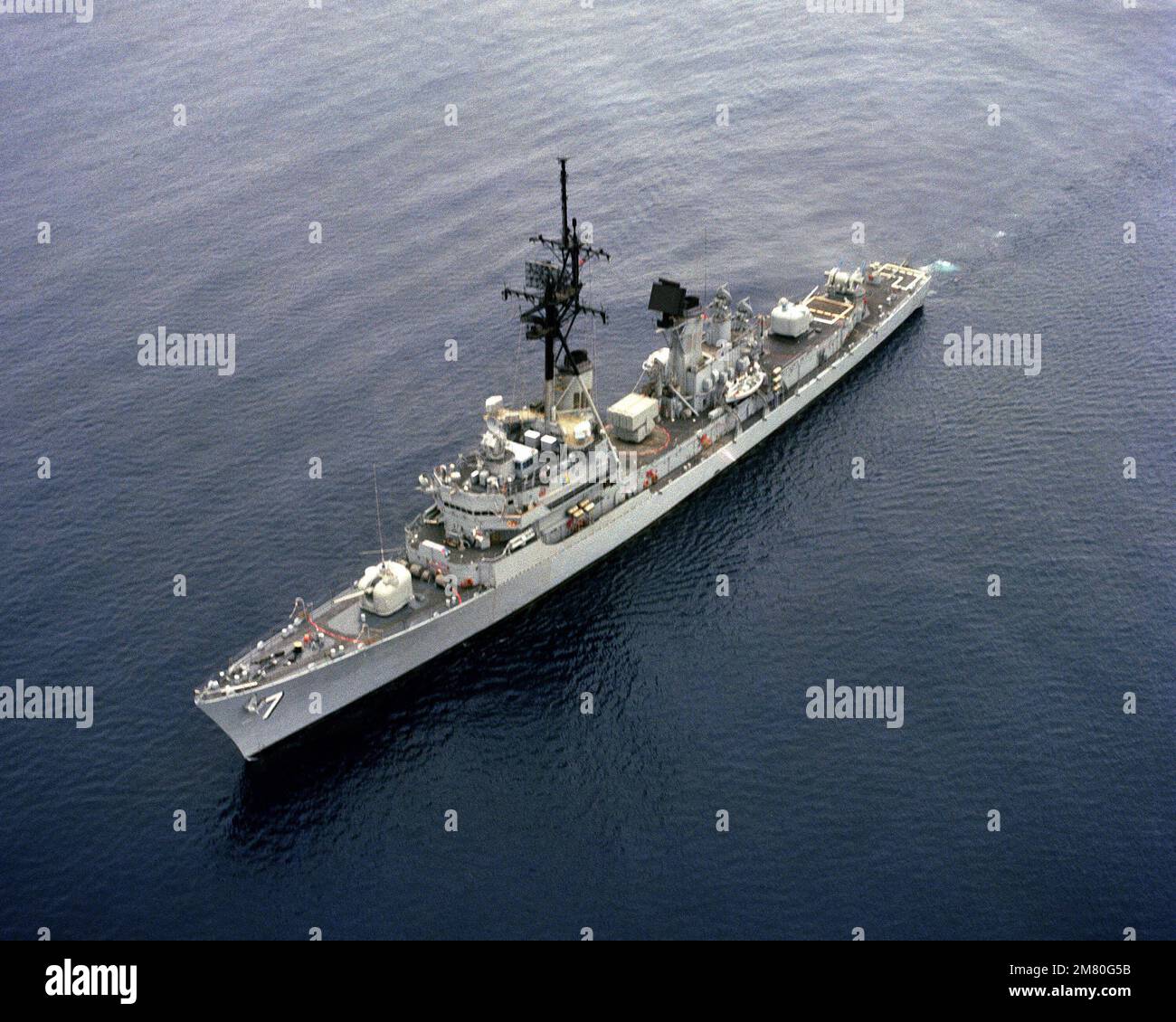 A port bow view of the guided missile destroyer USS HENRY B. WILSON ...