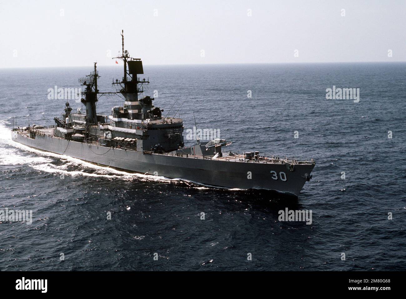 Aerial starboard bow view of the guided missile cruiser USS HORNE (CG ...