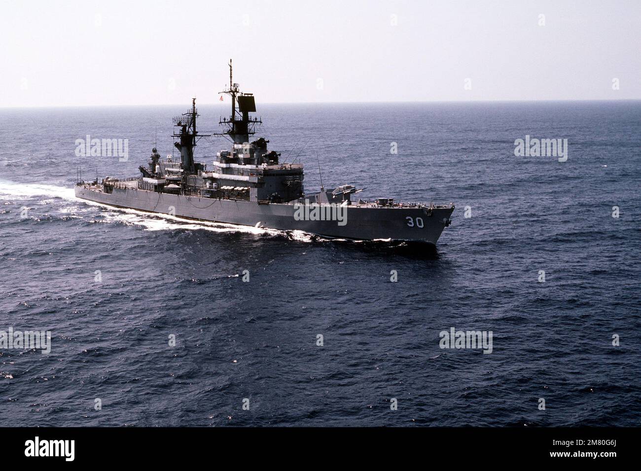 Aerial starboard bow view of the guided missile cruiser USS HORNE (CG ...