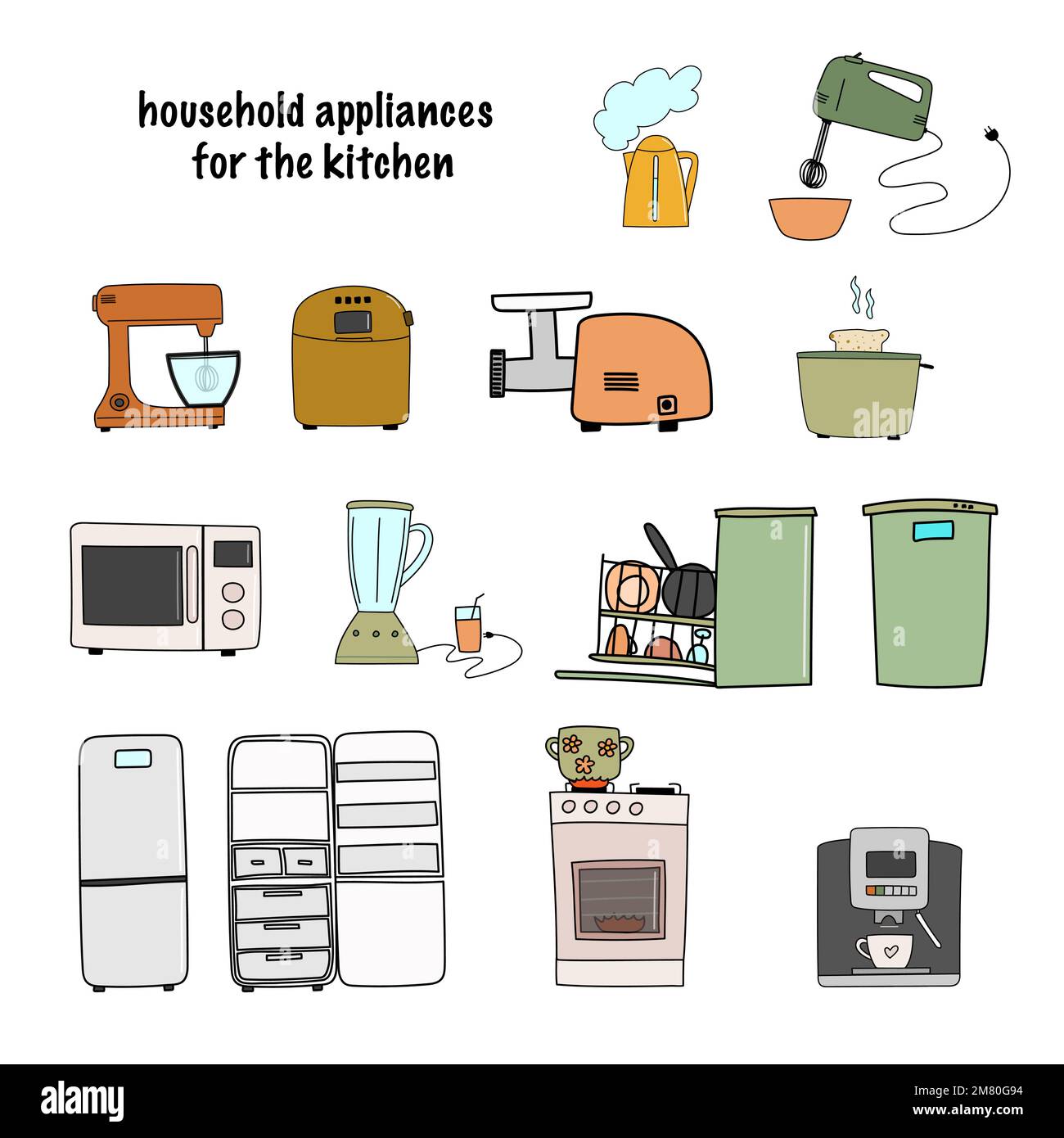Household appliances for the kitchen. vector art Stock Vector Image & Art - Alamy
