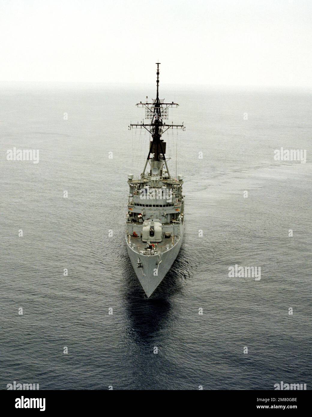 An aerial bow view of the guided missile destroyer USS HENRY B. WILSON ...