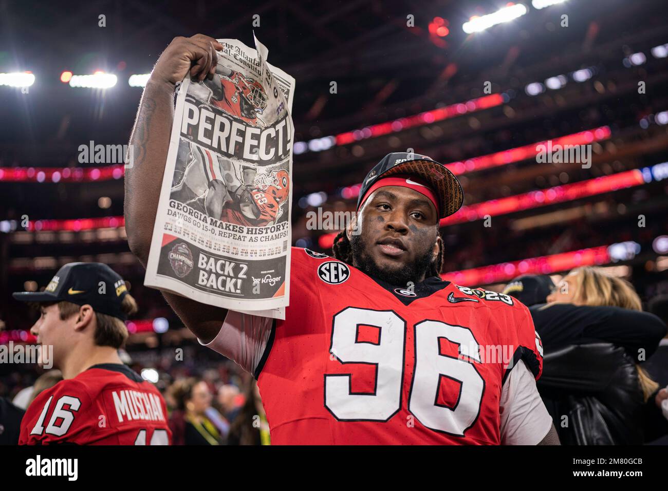 Georgia Bulldogs defensive lineman Zion Logue (96) after winning the ...