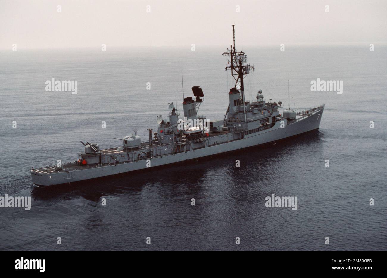 A starboard quarter view of the guided missile destroyer USS HENRY B ...