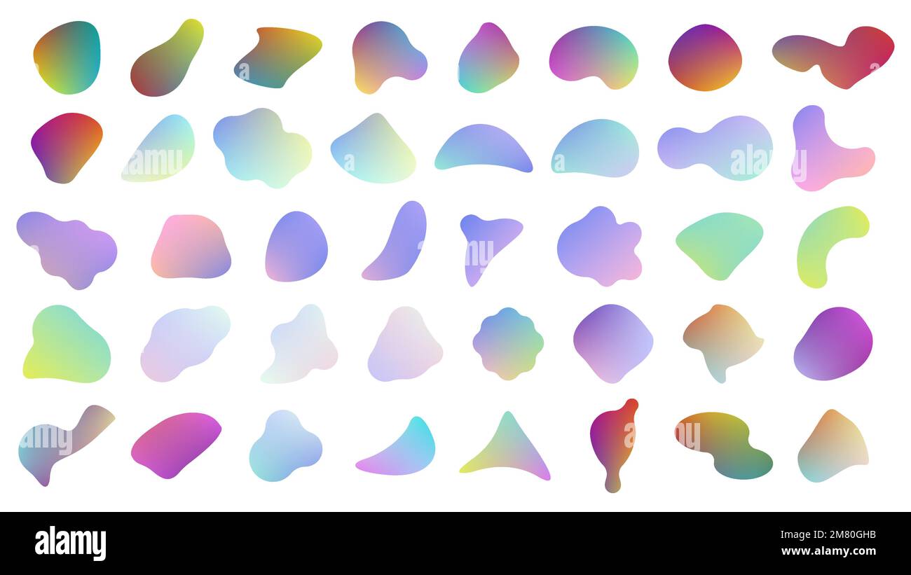 Set of liquid shapes elements. Abstract blotch shape. Gradient abstract ...