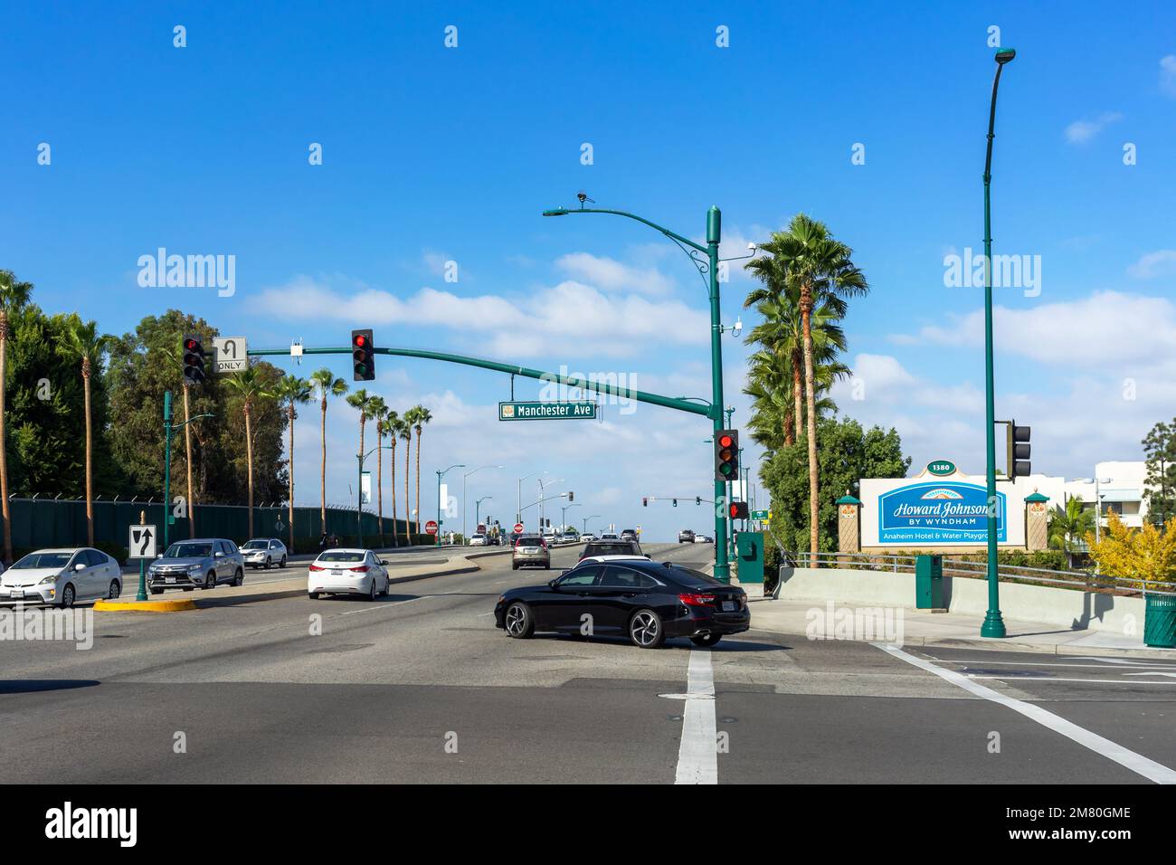 Anaheim, CA, USA – November 1, 2022: Street intersection of Harbor Blvd ...