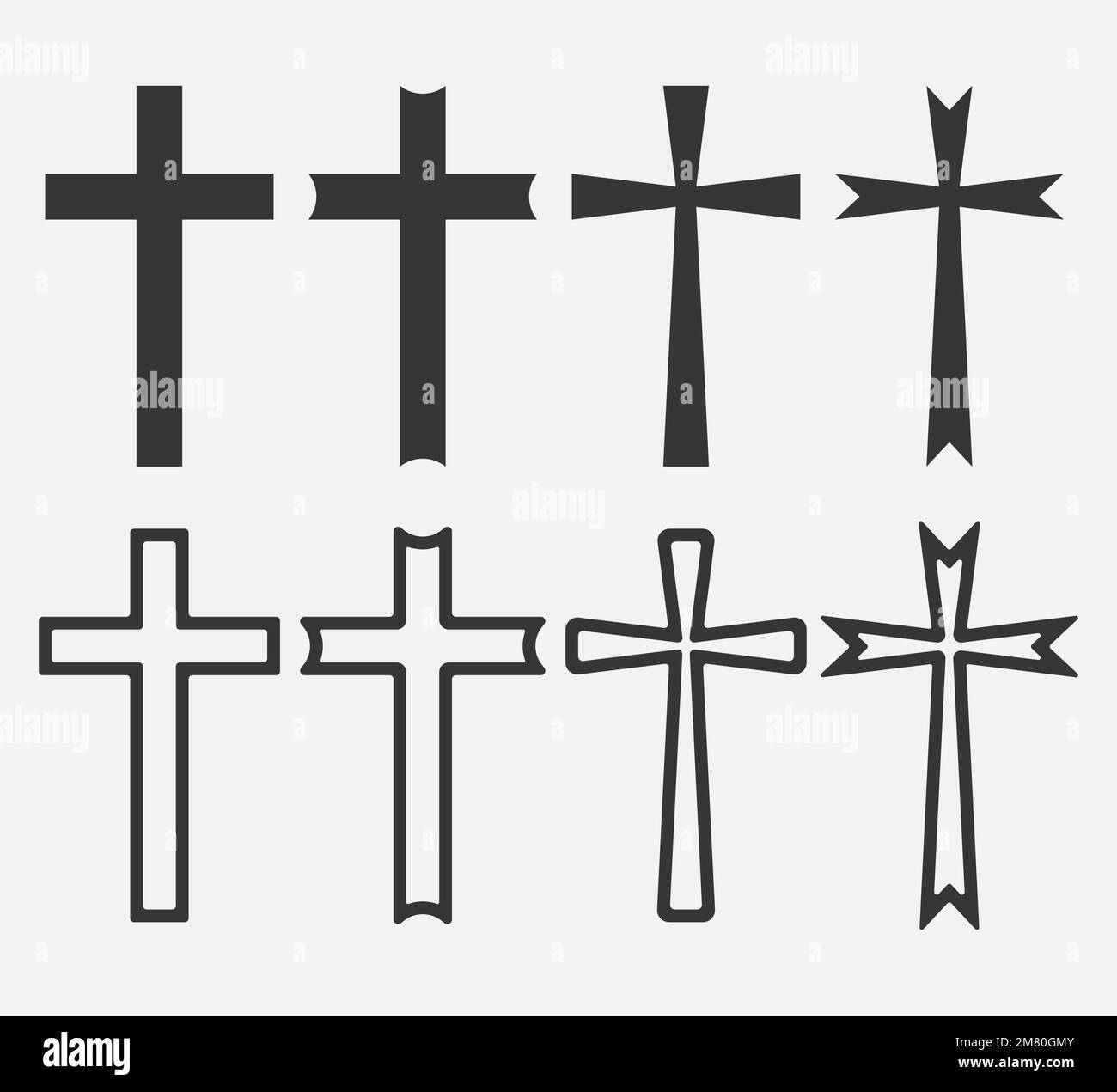 Set of Christian Cross icon logo app, UI. Vector illustration. Eps 10 ...