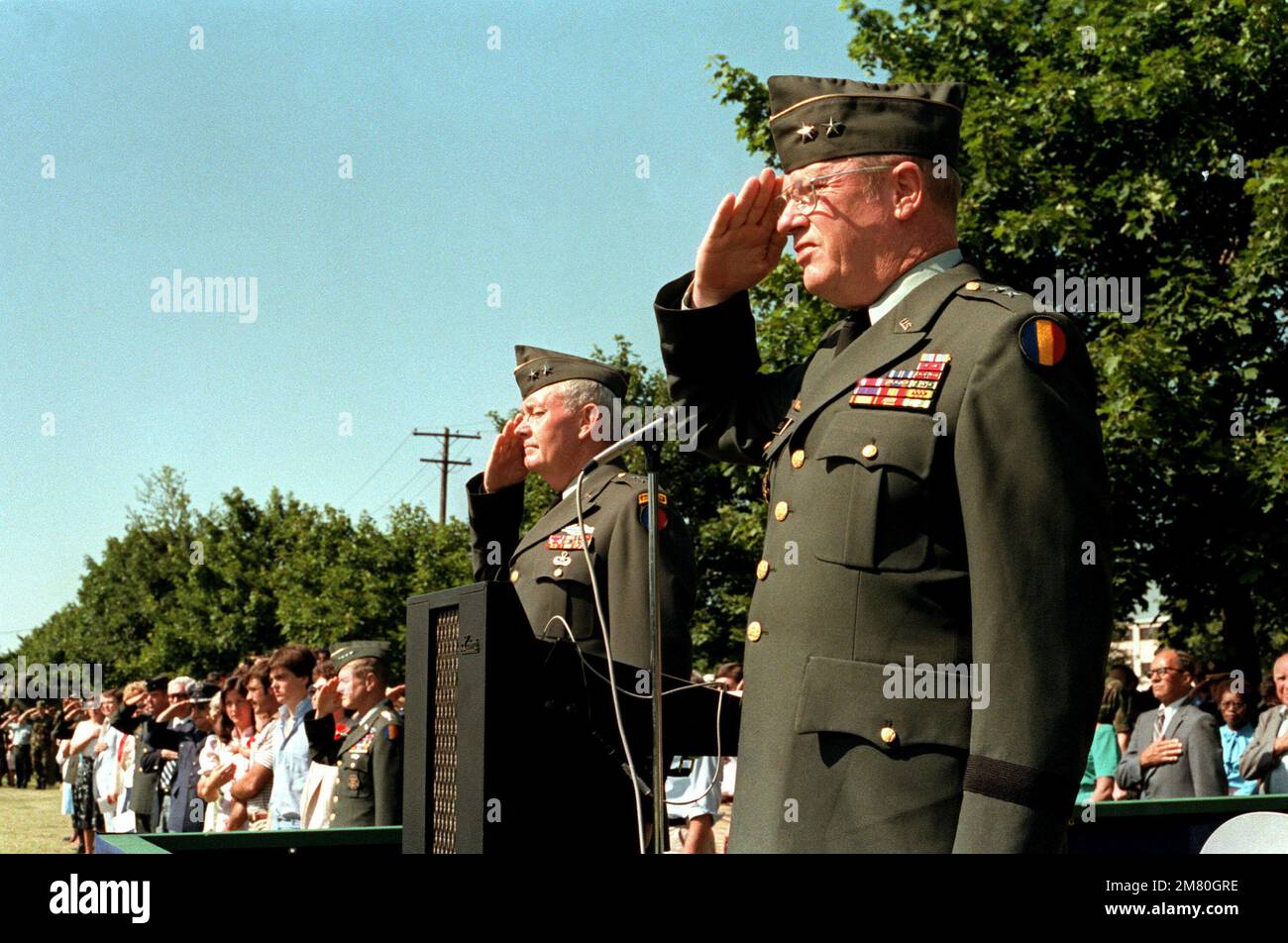 Major General Thomas W. Kelly, foreground, the new commanding general ...