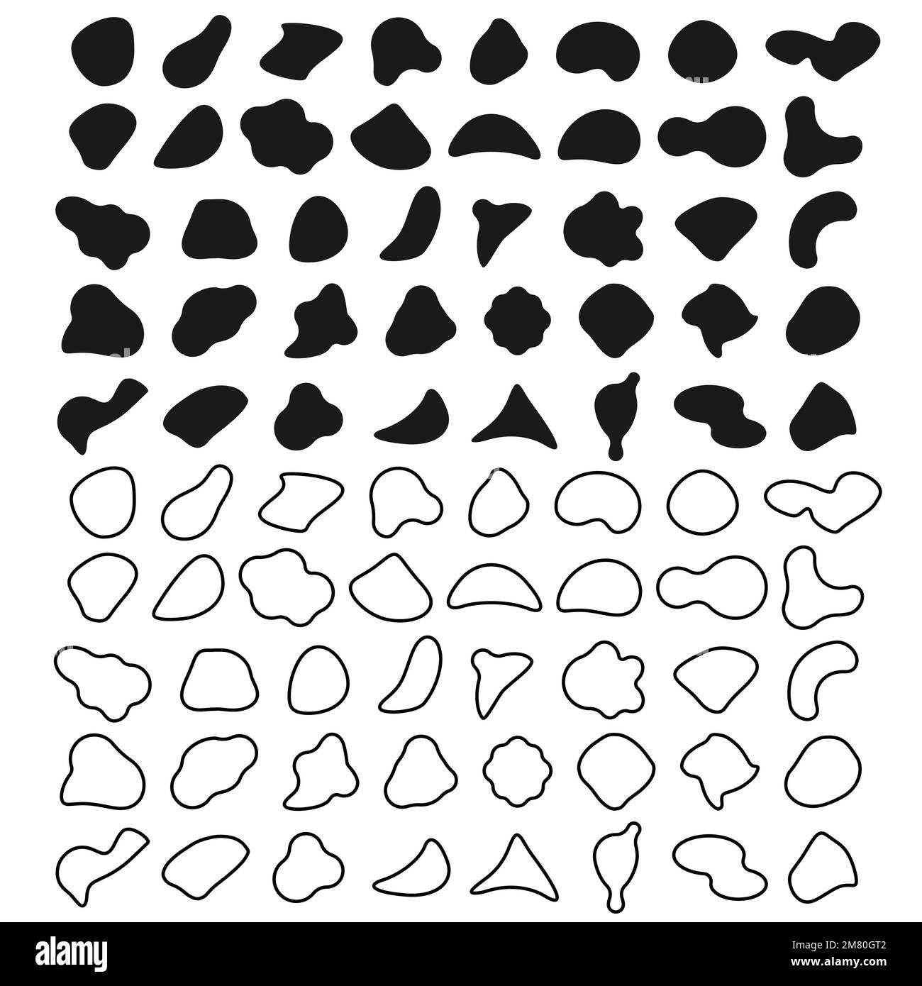 Set of liquid shapes icons. Abstract shape symbols, organic liquid blobs, irregular fluids ...