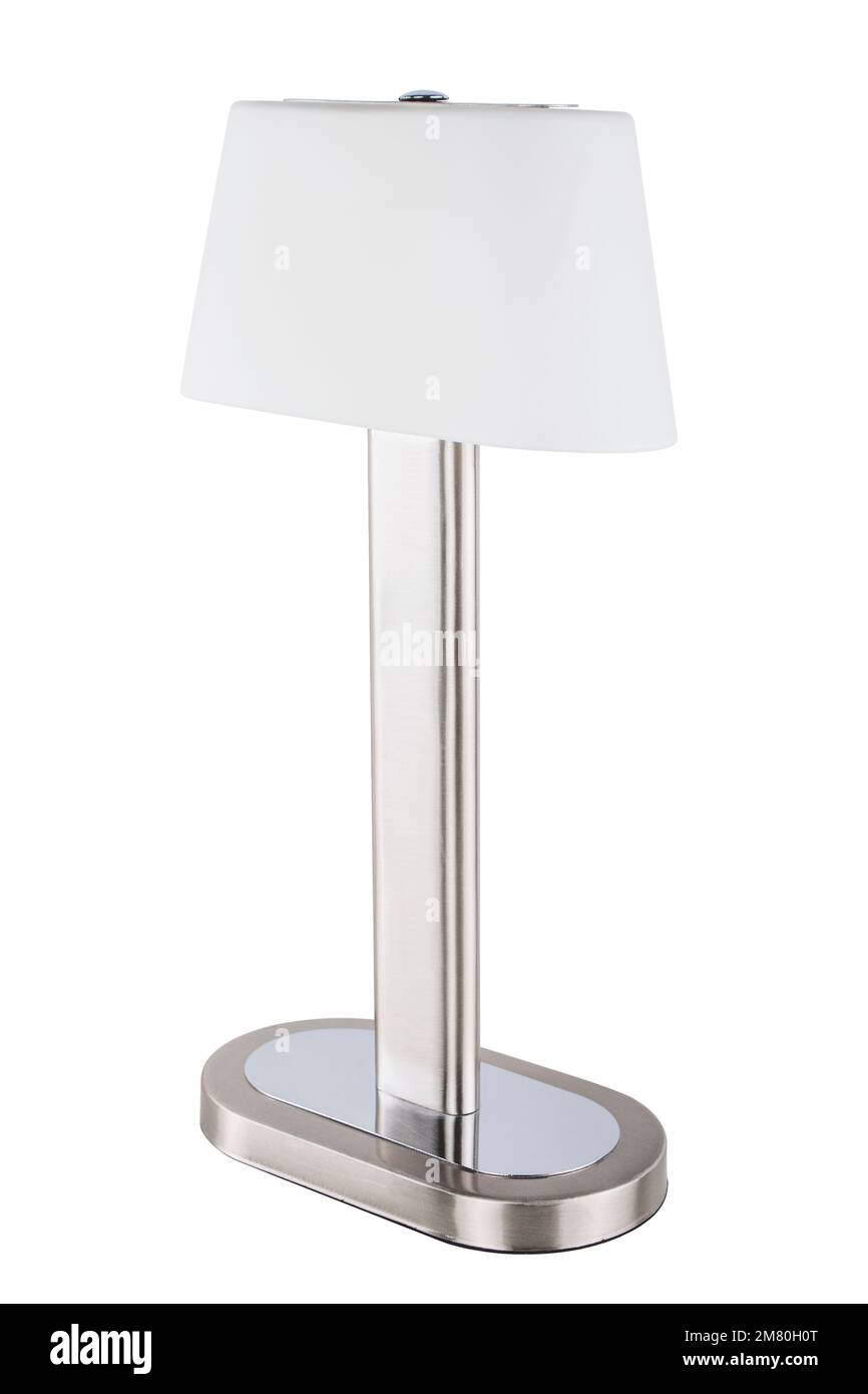 Modern white table lamp isolated on white background Stock Photo - Alamy